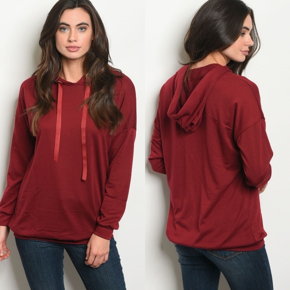 Noble U | Tops | Burgundy Wine Pullover Hoodie Tunic Top | Poshmark
